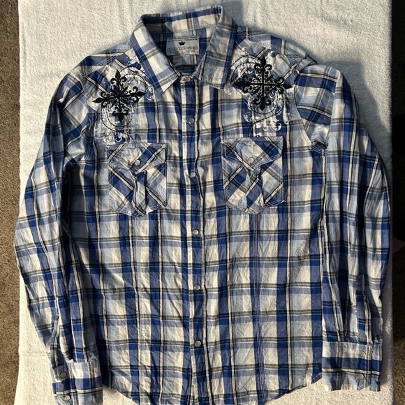 Buckle | Shirts | Buckle Blue And White Button Down Shirt With Western ...